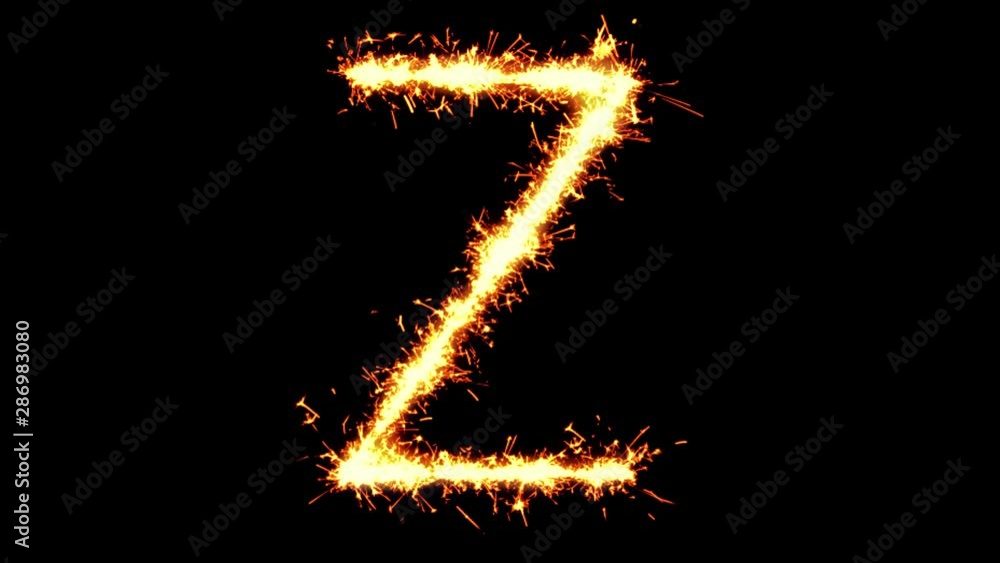 Alphabet Z Text Sparkler Writing With Glitter Sparks Particles Firework ...