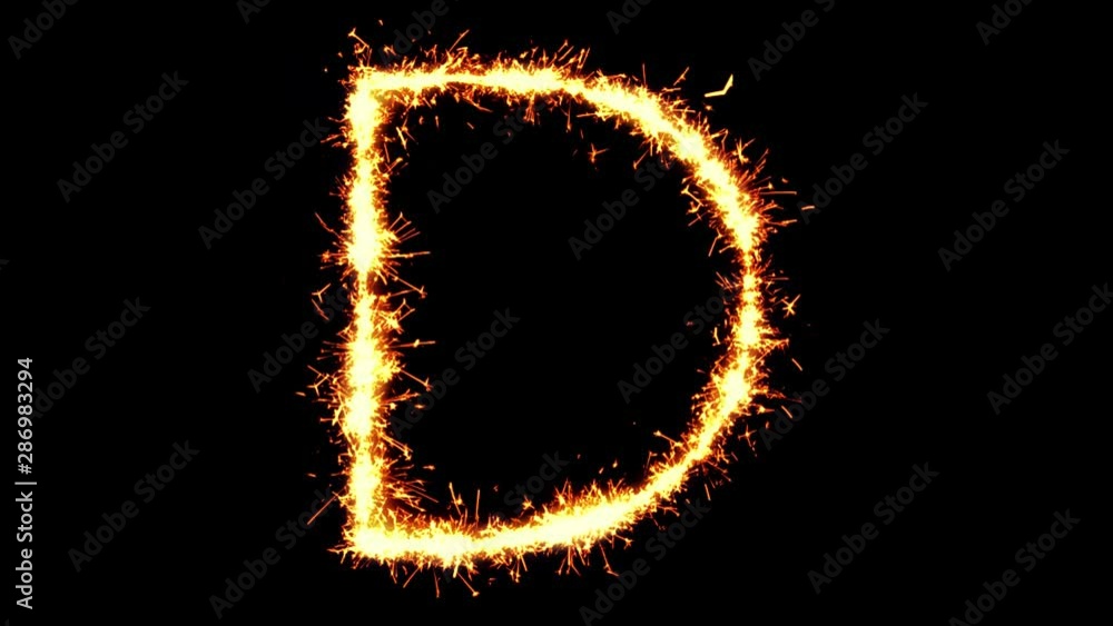 Alphabet D Text Sparkler Writing With Glitter Sparks Particles Firework ...