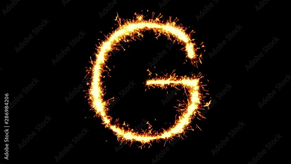 Alphabet G Text Sparkler Writing With Glitter Sparks Particles Firework ...