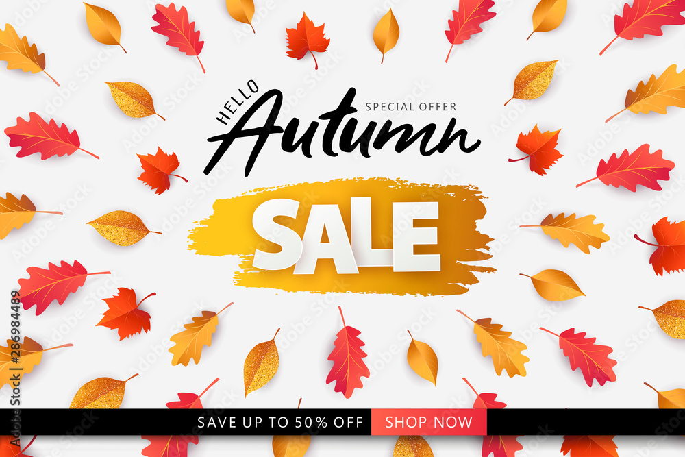 Autumn Sale background, banner, poster or flyer design. Vector ...
