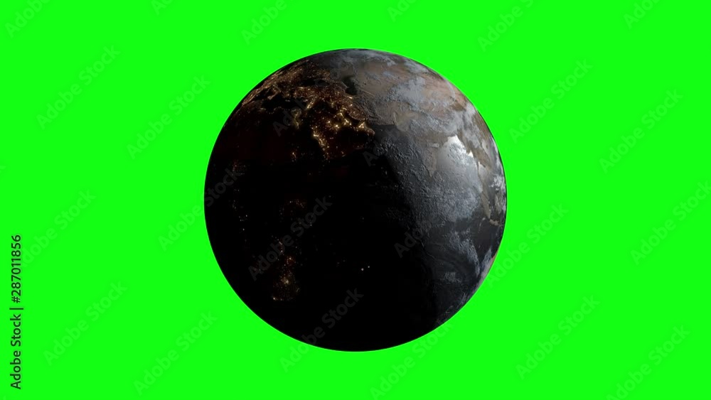 Beautiful 3d earth planet animation. Green screen chroma key background ...