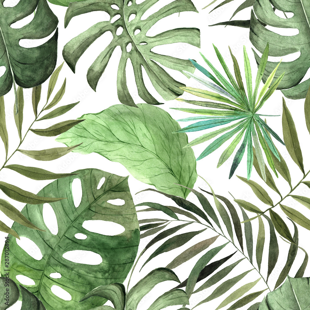 Watercolor jungle seamless patterns Stock Illustration | Adobe Stock