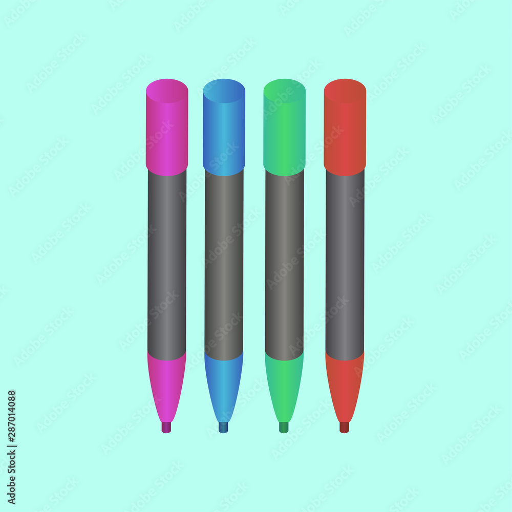 Color marker in 3d style on green background. Stock Vector | Adobe Stock
