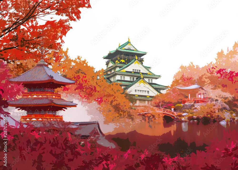 Autumn japan travel concept, Art of beautiful autumn season with ...