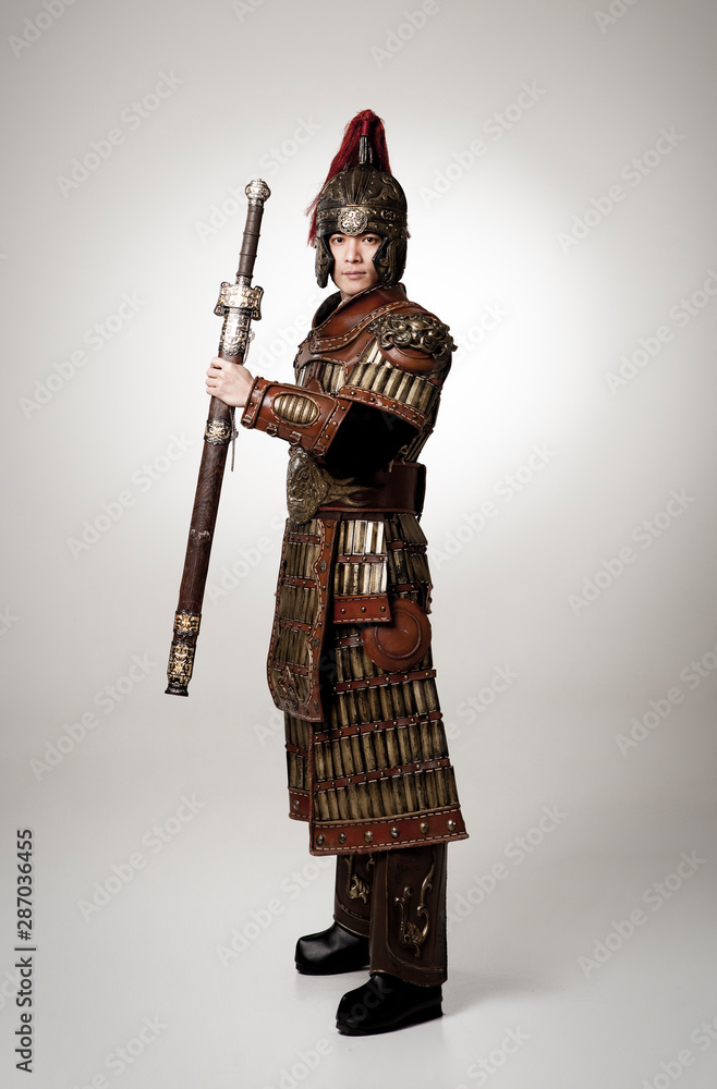 Adult male wearing very old armor. Stock Photo | Adobe Stock