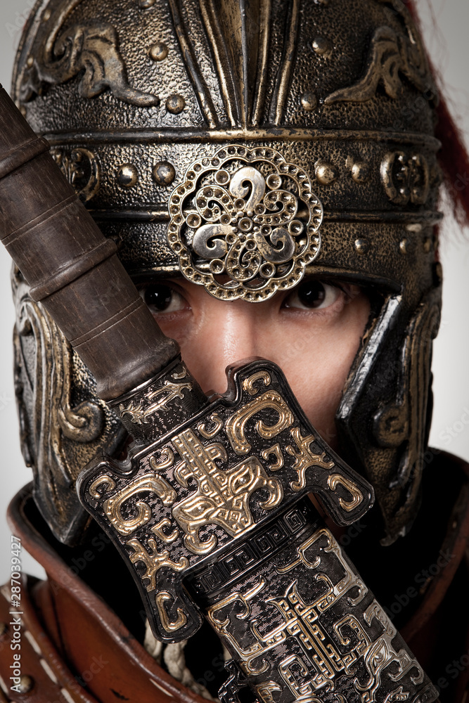 Adult male wearing very old armor. Stock Photo | Adobe Stock