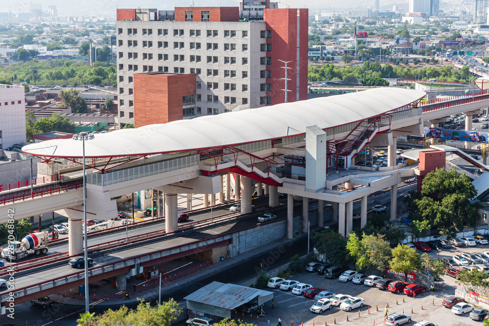 MONTERREY, NUEVO LEON / MEXICO - July 12, 2019: A new rail system ...