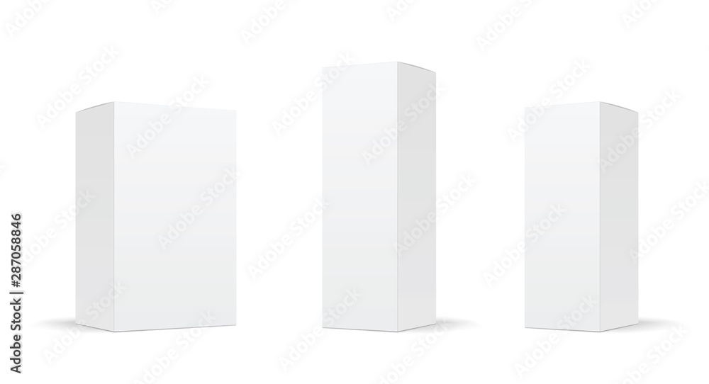 Blank cardboard package boxes mockup. Box set. Three templates, layout ...
