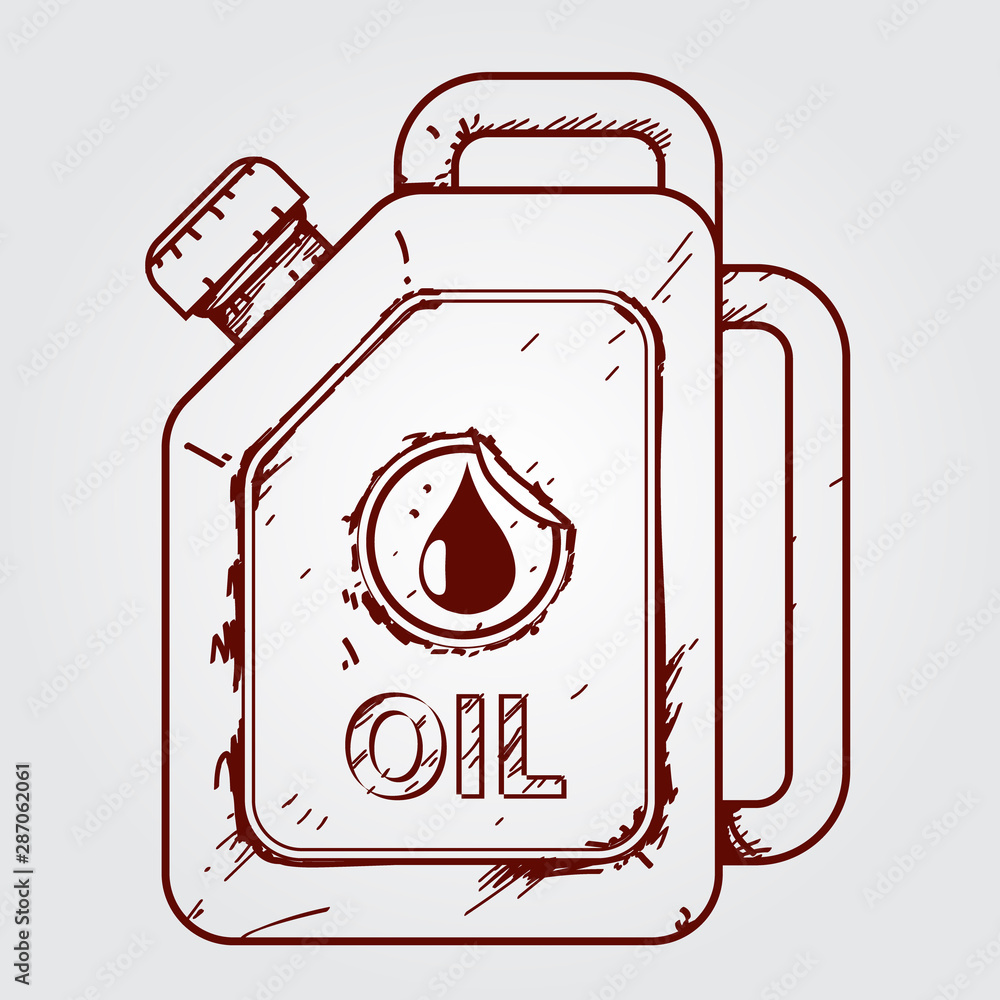 Canister with fuel. Engine oil canister. Service concept and repair ...