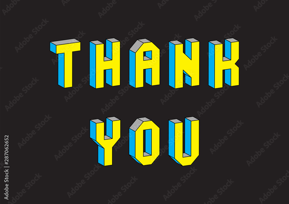 Thank you text with 3d isometric effect on gray background Stock Vector ...