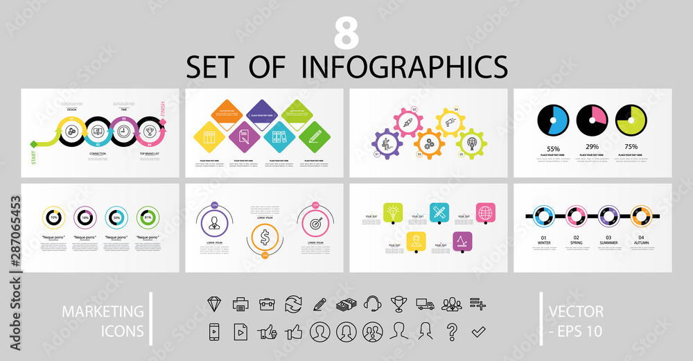 Vector of infographic. Set of icons, elements of design template. Graph ...