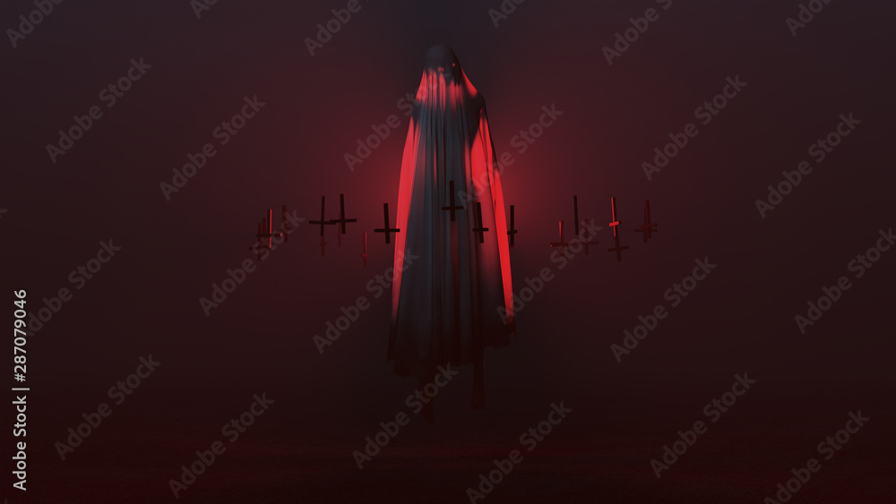 Floating Evil Spirit Ghost Demon in a Death Shroud with Upside Down ...