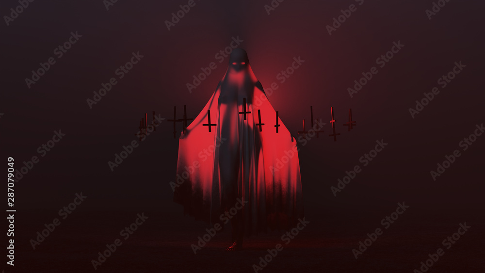 Seductive Ghost Demon with one Knee Raised and Arms Out in a Death ...