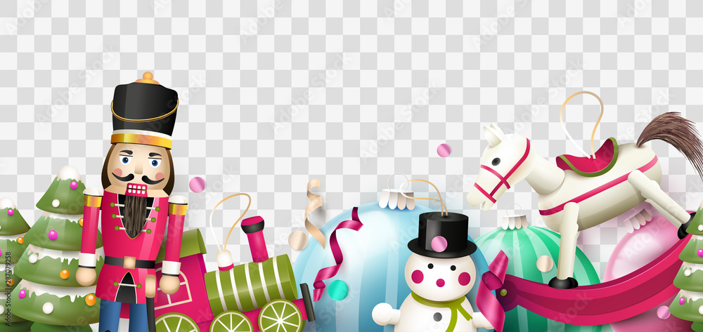 Christmas wooden toys border Stock Vector | Adobe Stock