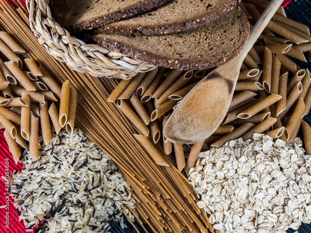 different types of natural whole grain foods Stock Photo | Adobe Stock