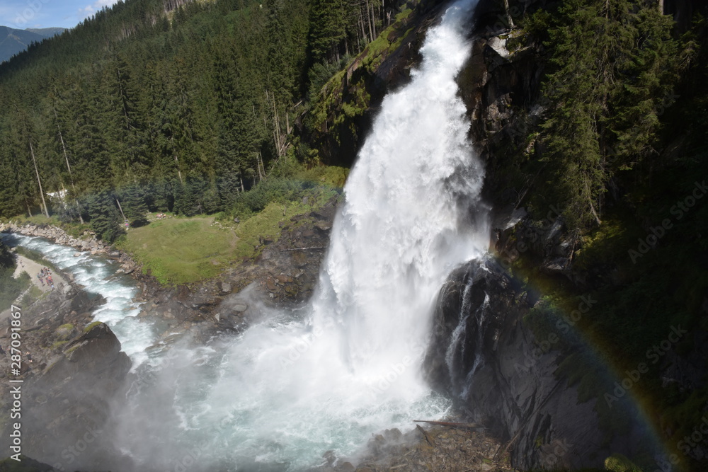 Wasserfall, Wasserfälle, Regenbogen, Krimml, Krimmler Wasserfälle ...