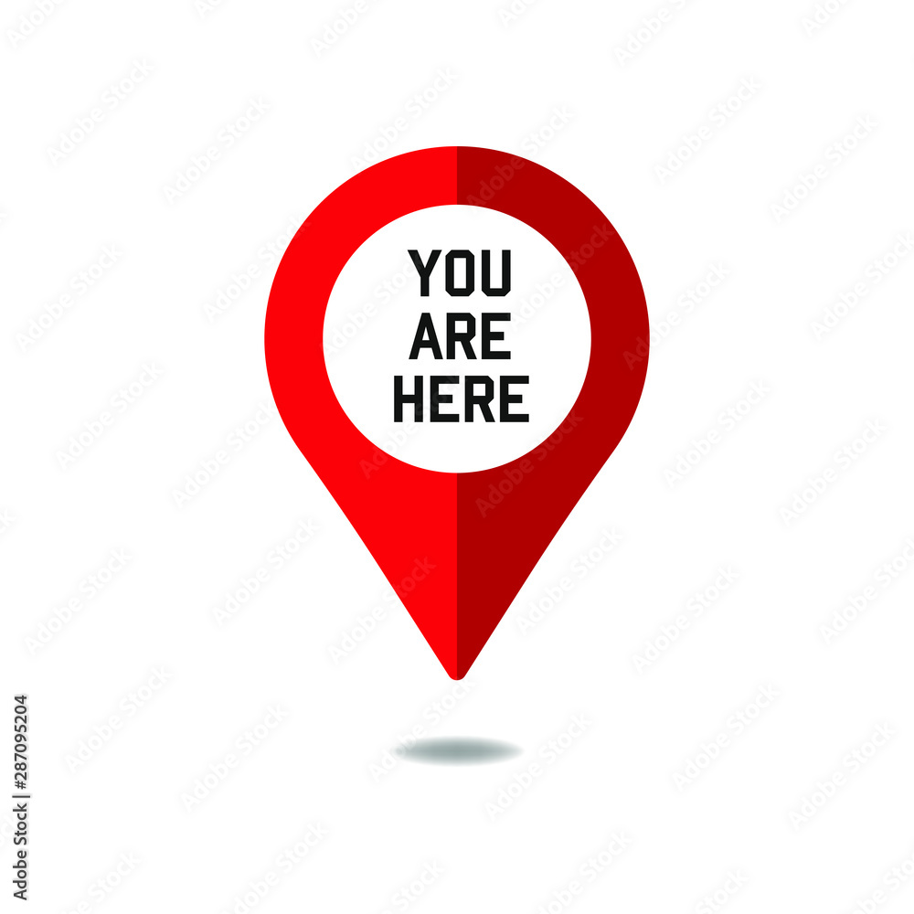 You are here sign icon mark. Destination or location point concept. Pin ...