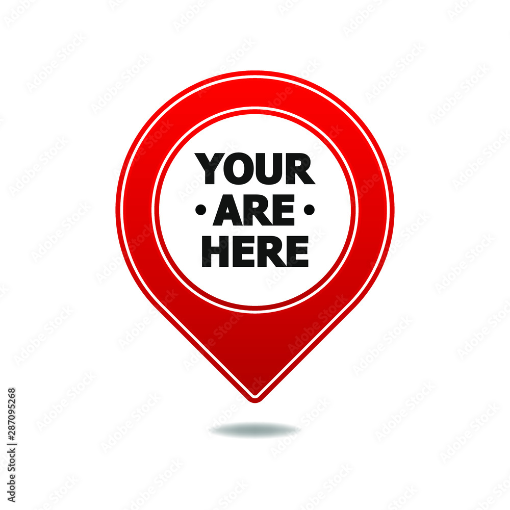 You are here sign icon mark. Destination or location point concept. Pin ...