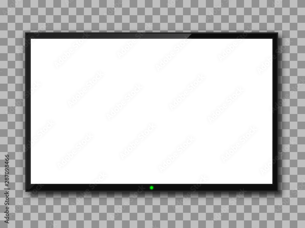 Realistic TV screen. Empty TV frame transparent background. Modern ...