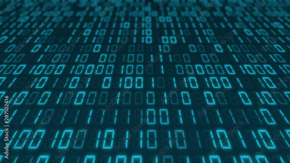 Blue Binary Code Scrolling Vertically Seamlessly Loopable Background Animation With Depth Of