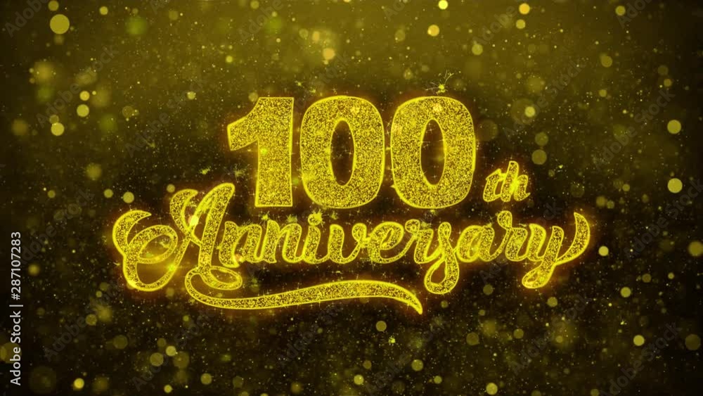 100th Happy Anniversary Golden Greeting Text Appearance Blinking ...