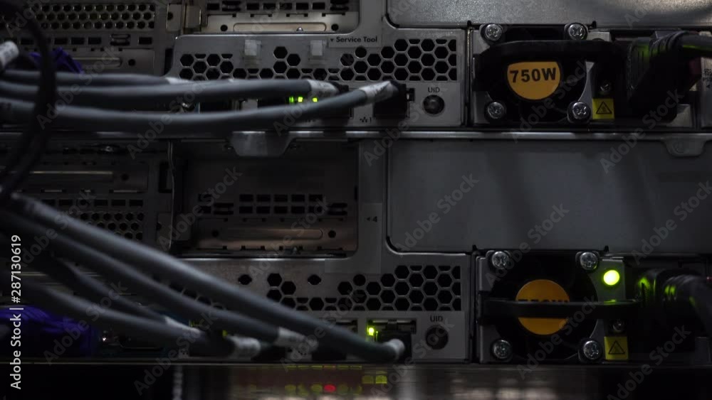 The back of the server rack. Datacenter. Stock Video | Adobe Stock
