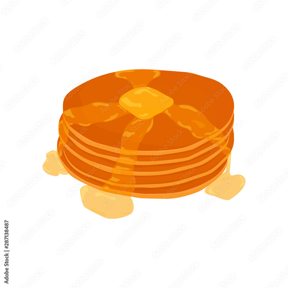 Pancake stack vector isolated clip-art, cartoon style illustration ...