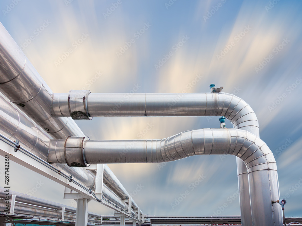 Air Chiller Pipeline and HVAC System of Department Store, Overhead ...