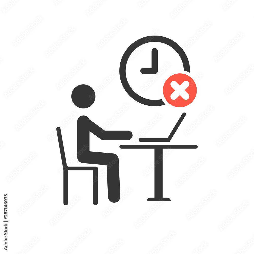 Working process icon with cancel sign, close, delete, remove symbol ...