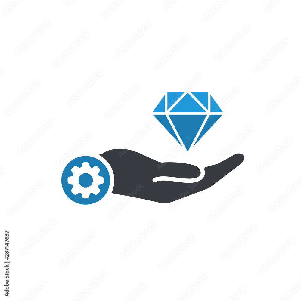 Diamond In The Hand Sign. Business Core Values Icon with settings sign ...