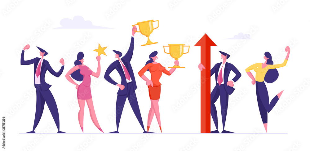 Successful Business Team Male and Female Characters in Formal Wear ...