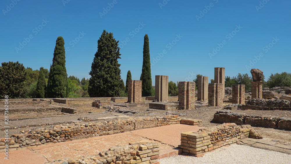 Ruins of Domus de la Exedra, part of archaeological ensemble of Italica ...