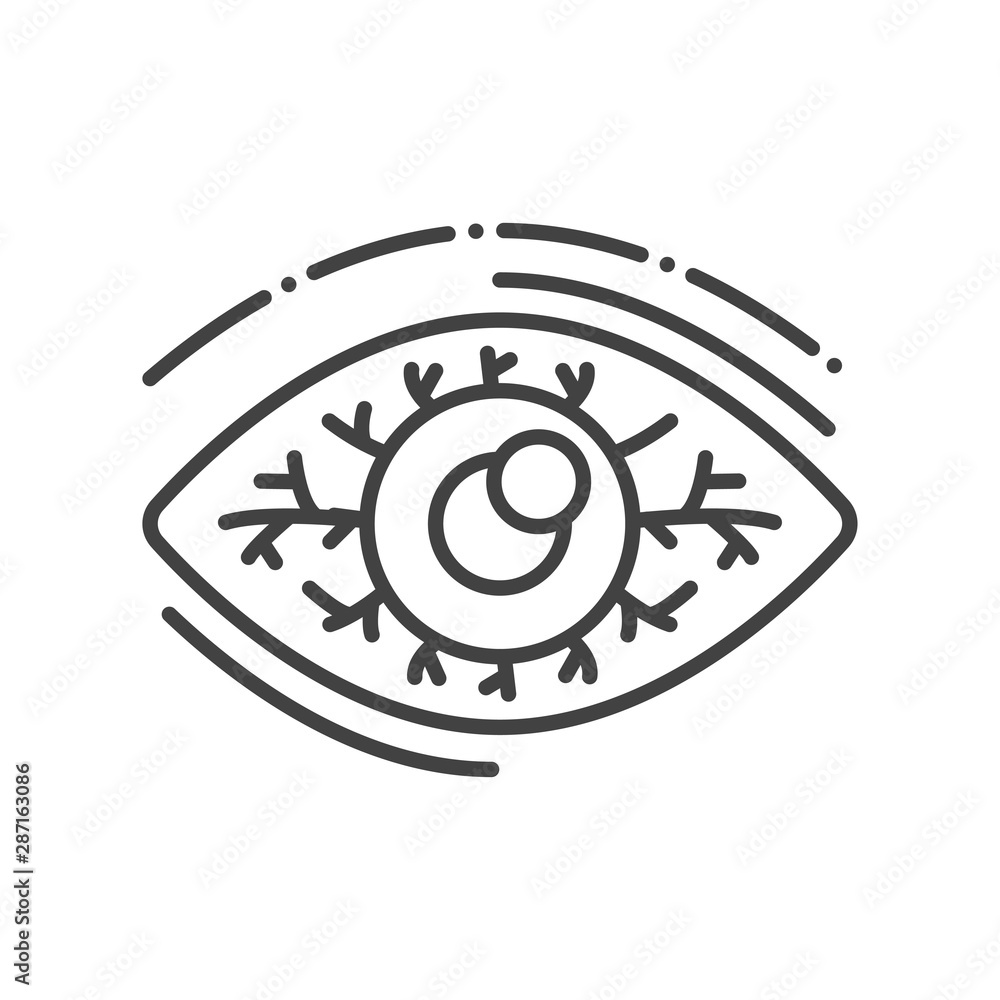 Eye inflammation line black icon. Infectious diseases. Conjunctivitis ...