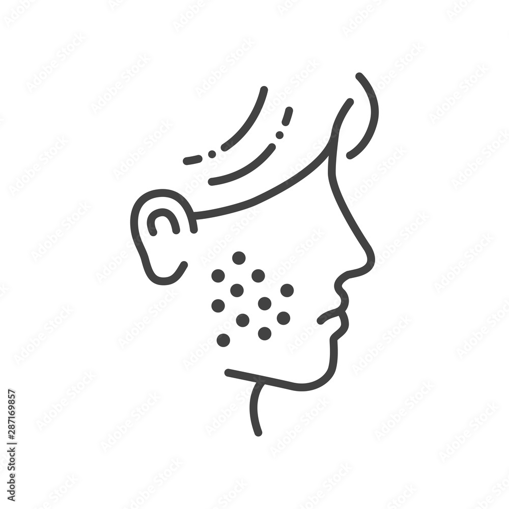 Allergy symptoms line black icon. Skin rash. Dermatological diseases ...