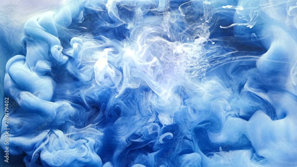 Ink water explosion. Enchantment spell. Blue paint leak. Liquid ...