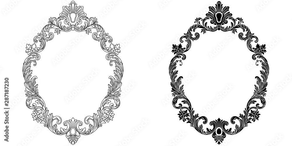 Vintage oval pattern frame in old style. Vector.Vintage oval pattern ...