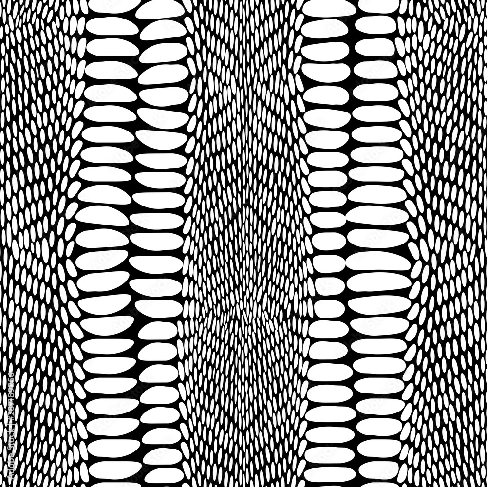 Snake skin scales texture. Seamless pattern black white background ...