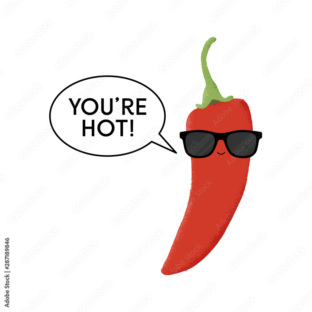 Vector illustration of a red chili pepper character wearing sunglasses ...