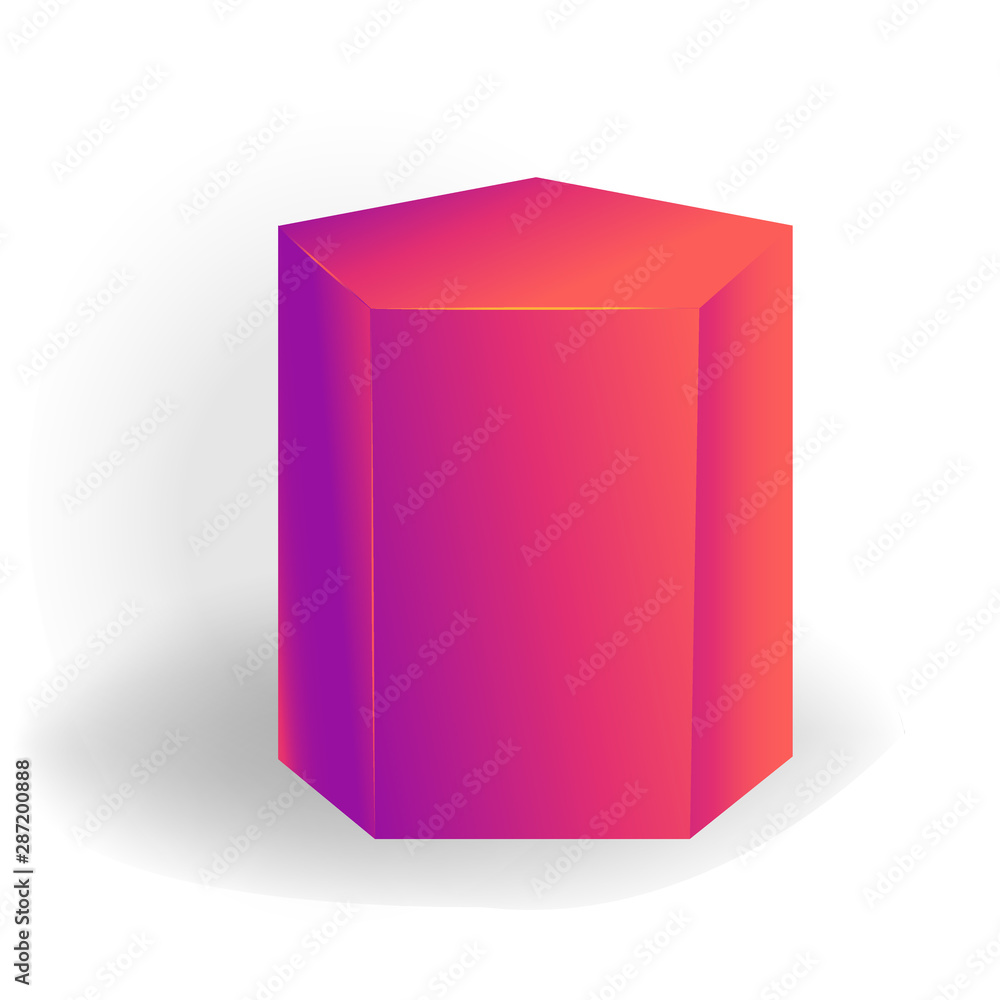 pentagonal prism - One 3D geometric shape with holographic gradient ...