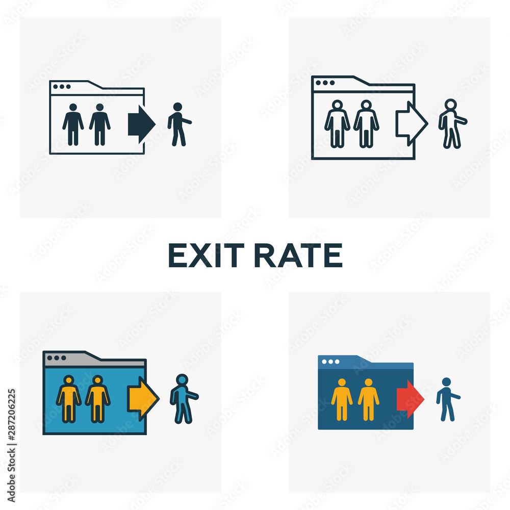 Exit Rate icon set. Four elements in diferent styles from content icons ...