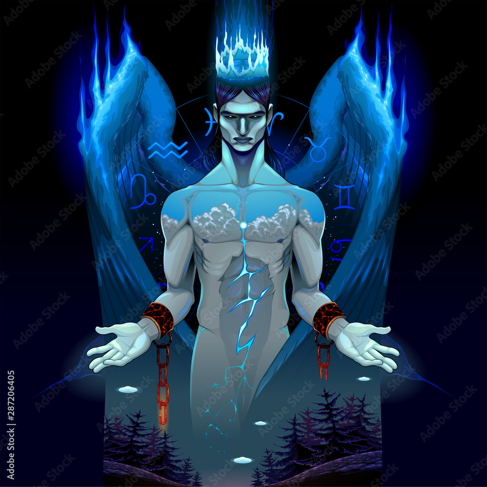 Representation Of A Dark Chained Angel Stock Vector Adobe Stock