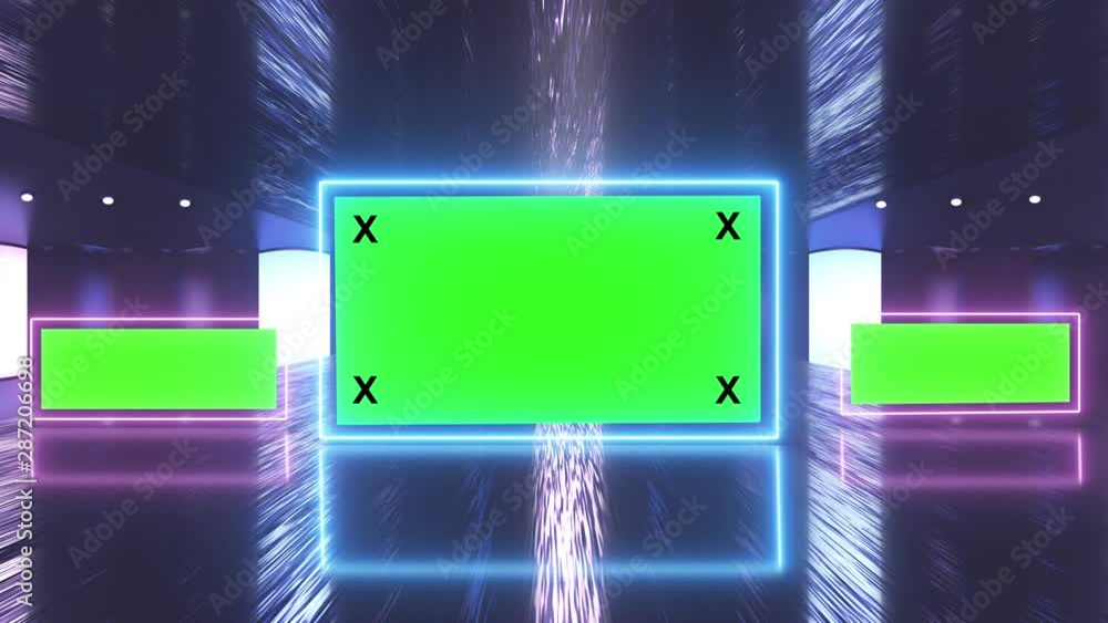 Abstract creative futuristic stage and multi billboard, border with ...