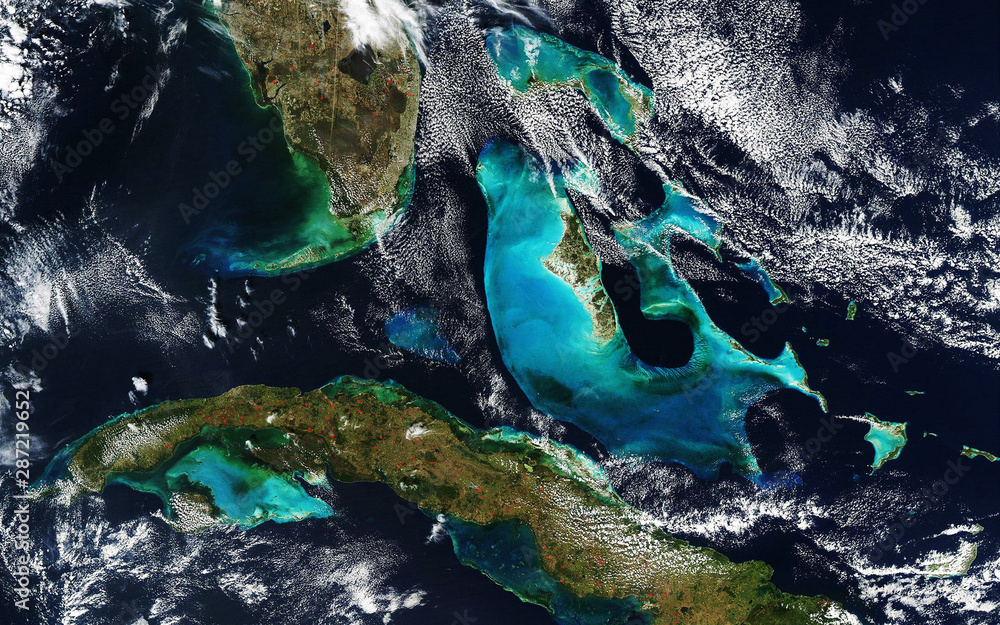 Weather map of the U.S. state of Florida, Cuba and the Bahamas. View ...