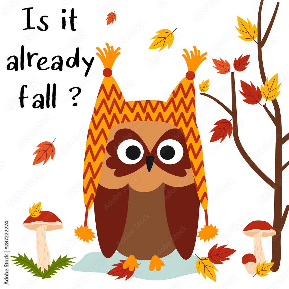 poster is it already fall with owl on a white background - vector ...