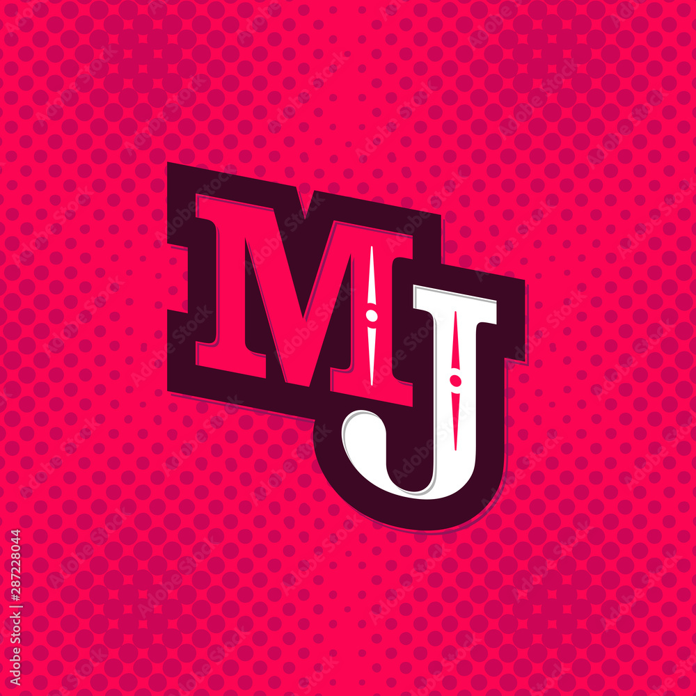MJ monogram vintage halftone sticker logo template Stock Vector | Adobe ...