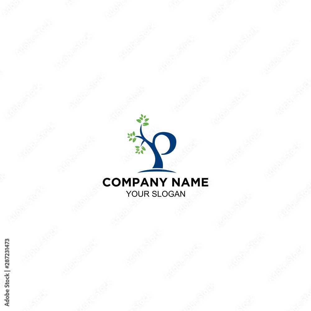 p tree logo design vector Stock Vector | Adobe Stock