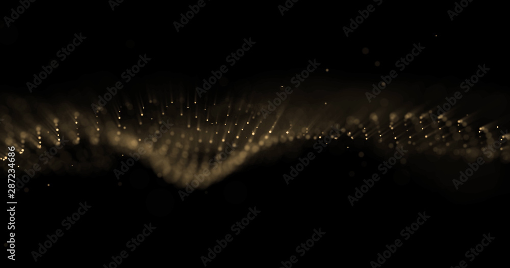 Gold glitter particles wave, glittering golden sparks bokeh light shine. Shimmering sparkles of ...