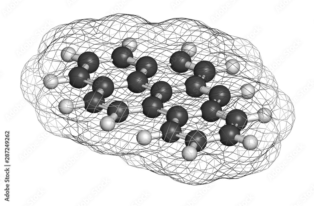 Benzo[a]pyrene (BaP) polycyclic aromatic hydrocarbon molecule. 3D ...