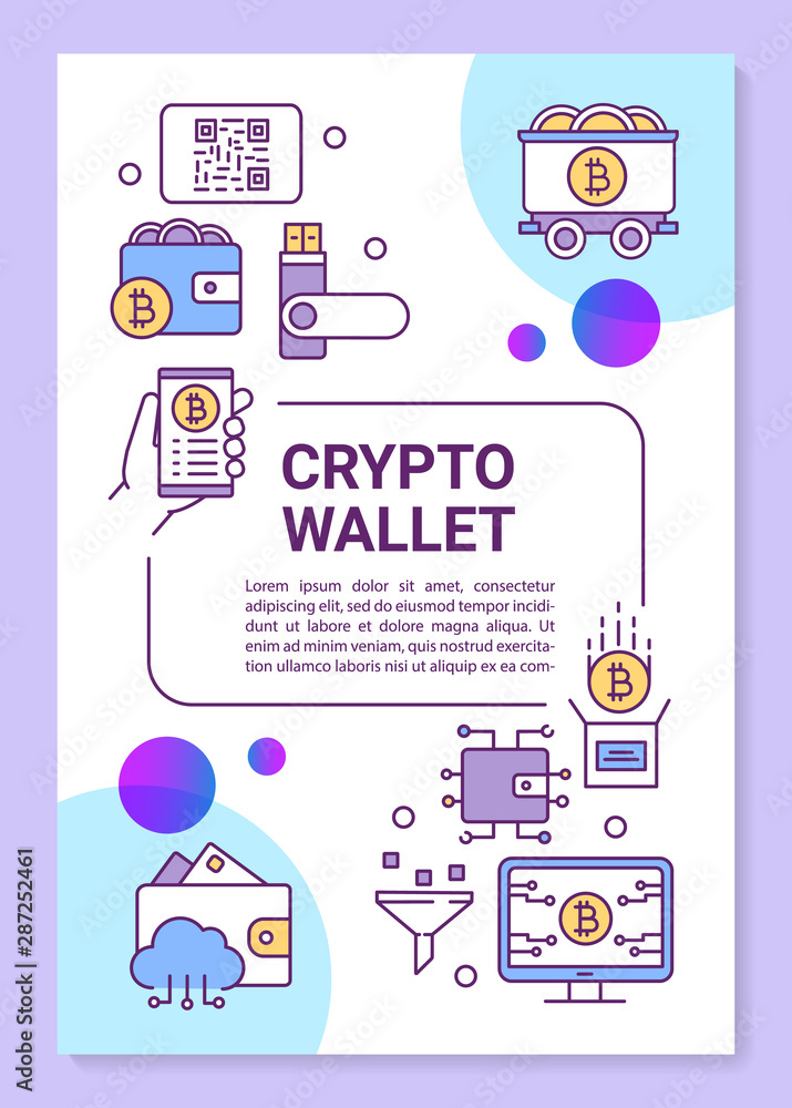 Crypto wallet poster template layout. Cryptocurrency storing and ...