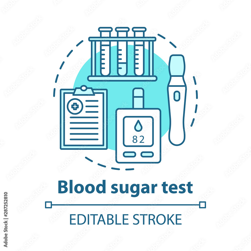 Blood sugar control devices concept icon. Monitoring glucose level idea ...